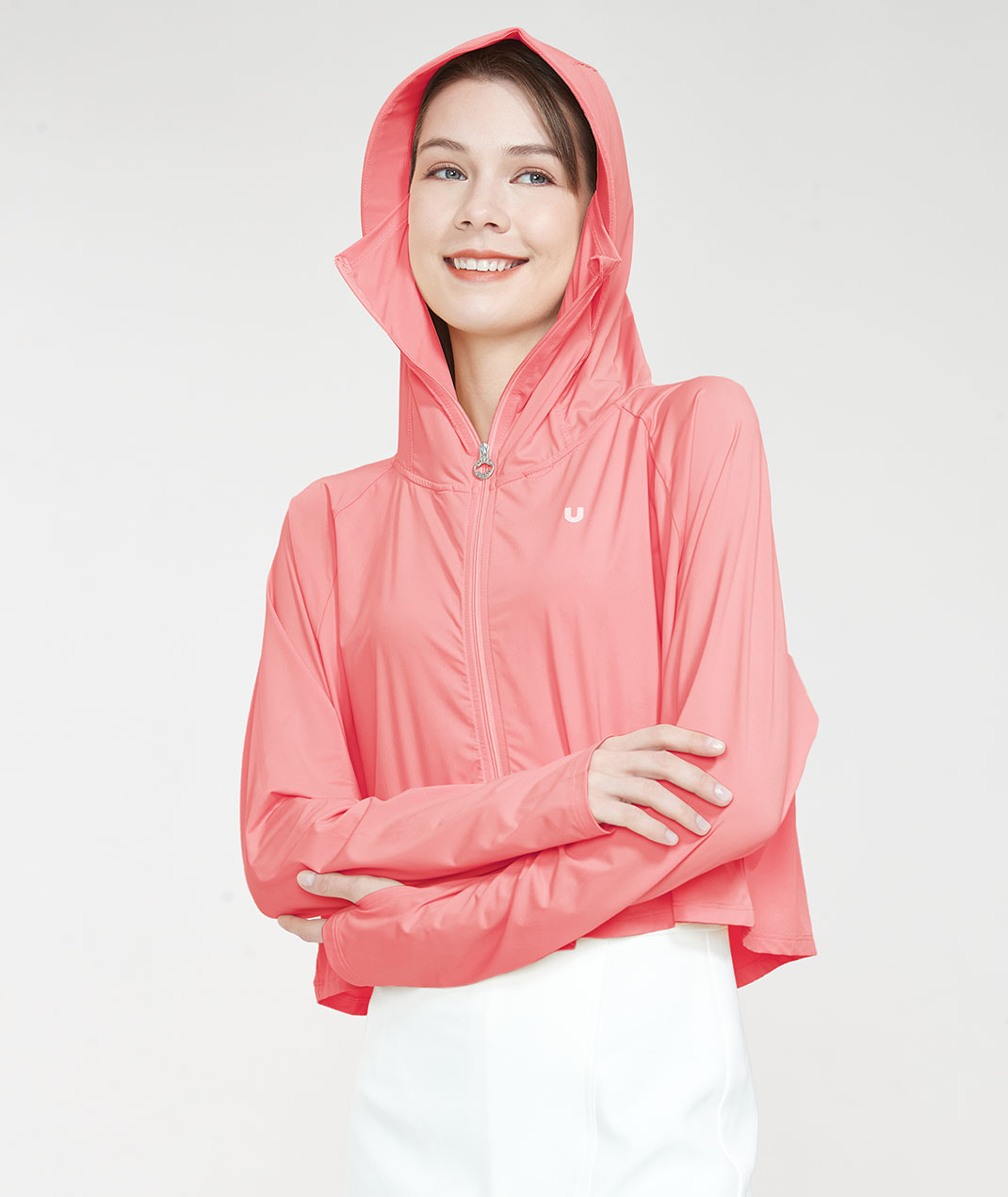 抗UV-Apex超涼感口罩連帽披風外套-女 | UV100就是防曬