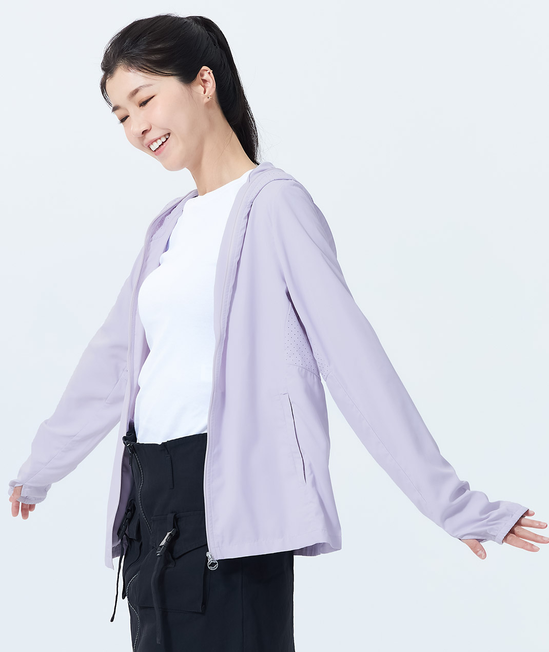 抗UV-Suptex清涼透氣護臉連帽外套-女 | UV100就是防曬